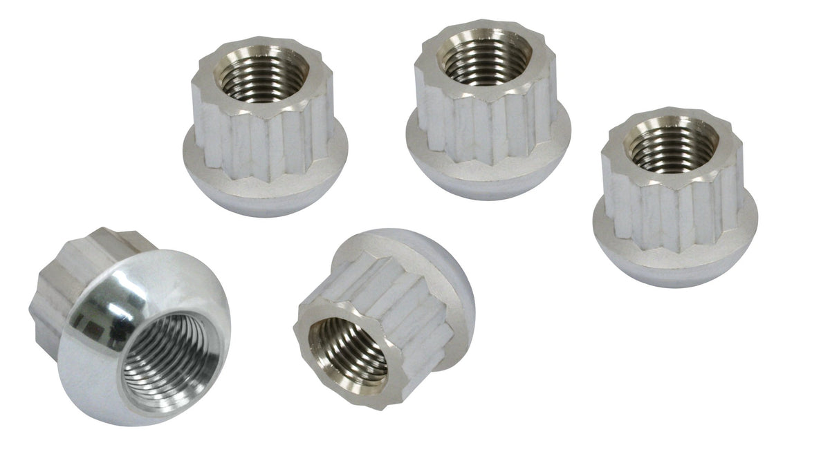 12 Point Porsche Style Alloy Lug Nuts, Chrome, Ball Seat, M14-1.5, Set ...