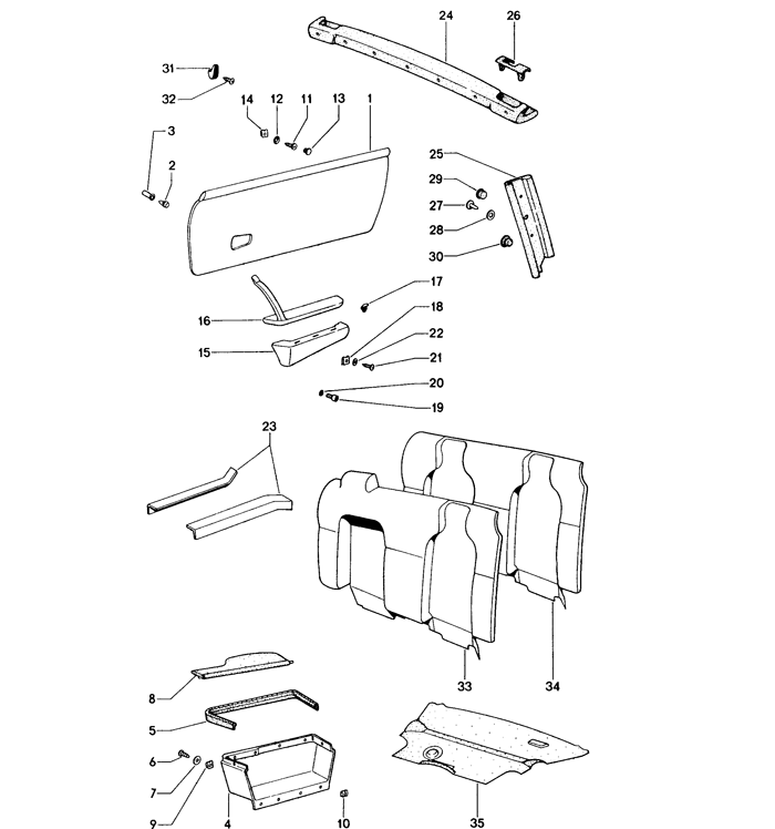 Door Panel Clip Receptor for Porsche 911 (1969-89), 912E (1976) and 91 ...